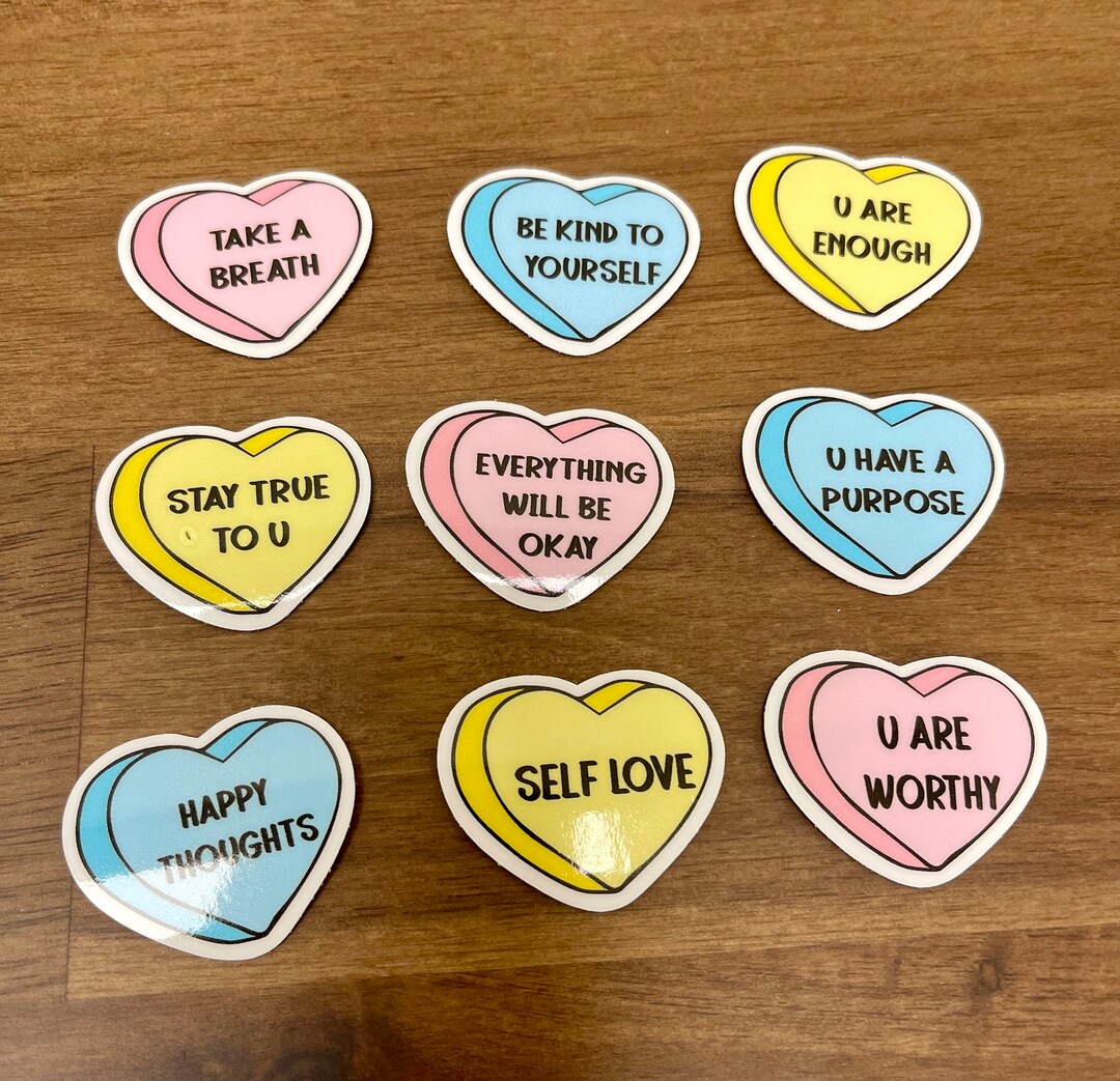 Self Love Valentines Conversation Hearts Stickers Set of All 9 Stickers ...