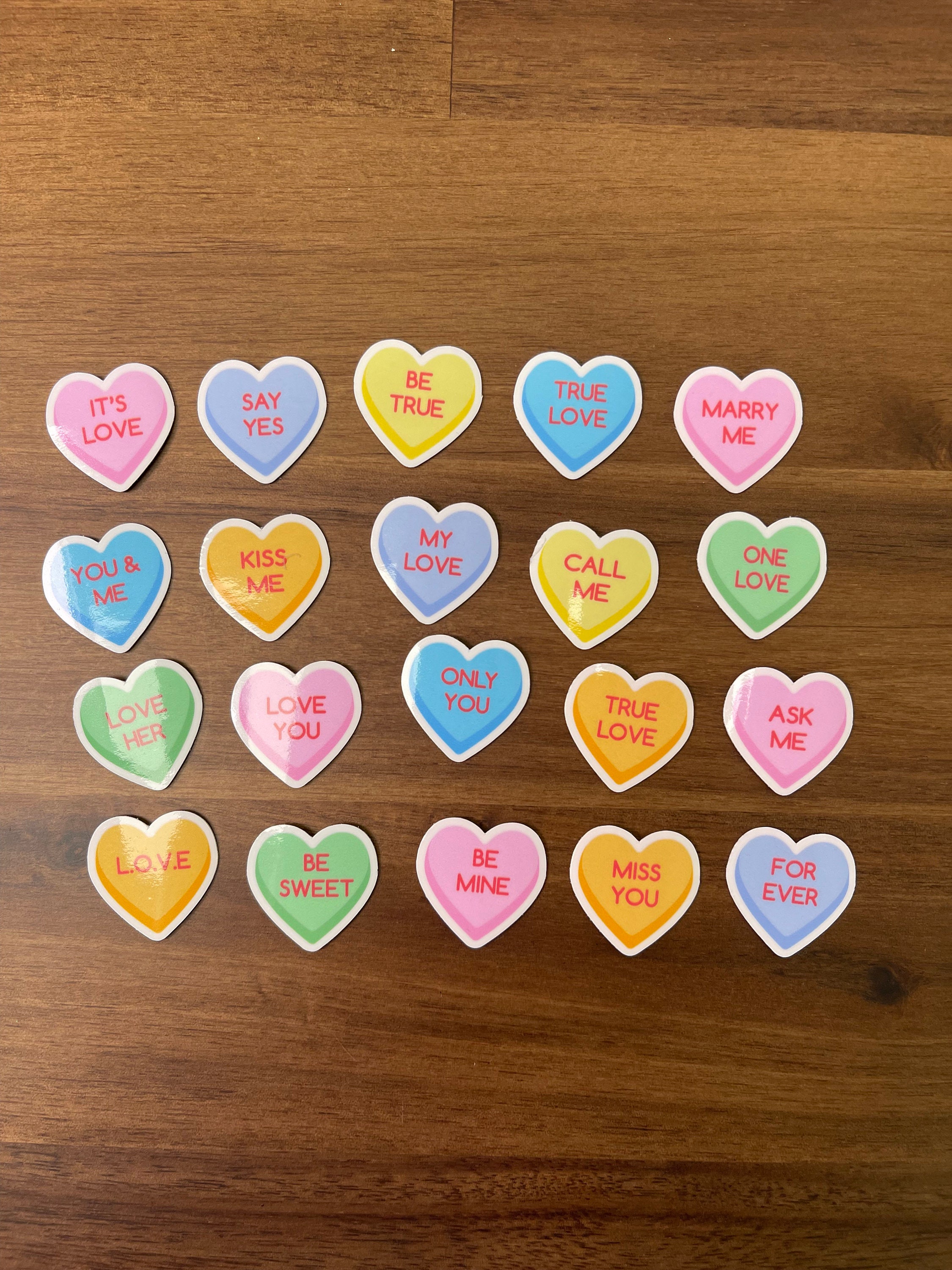 20 Conversation Hearts Stickers All 20 Cute Fun Stickers | Etsy