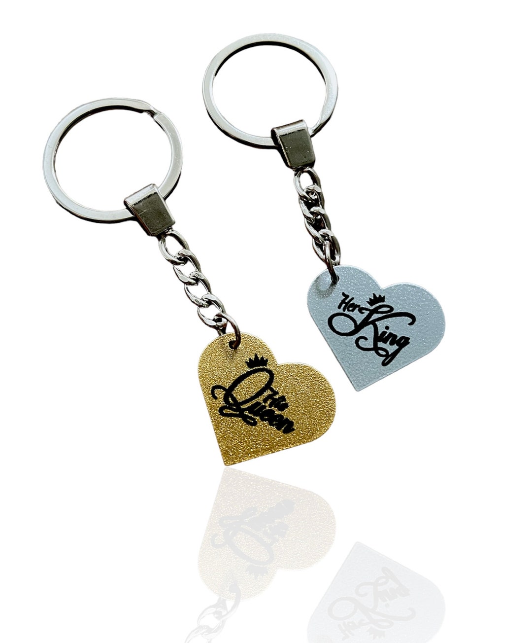 His and Hers Keyrings His Queen Her King Design - Etsy