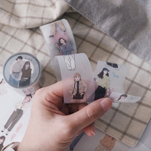 Bon Bon Stickers ootd Girl PET Tape 1 Roll 1000cm Girls and Floral ...