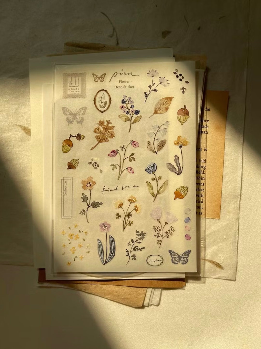 Pion Spring Dyed-cut Washi Sticker Sheet | 1 Designs in 1 Pocket | - Etsy