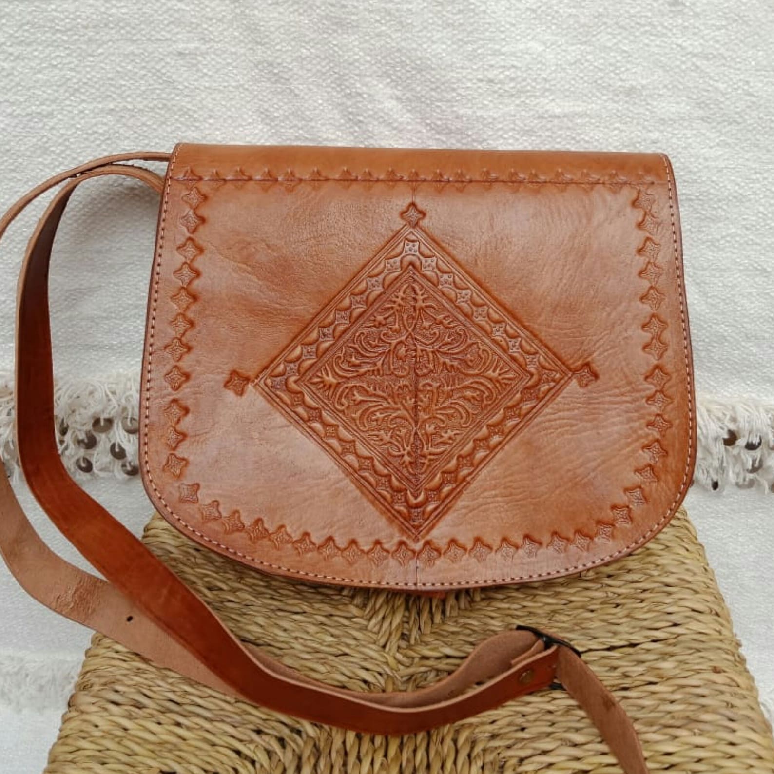 Moroccan Leather Bag Moroccan Shoulder Bag.handmade Carved - Etsy