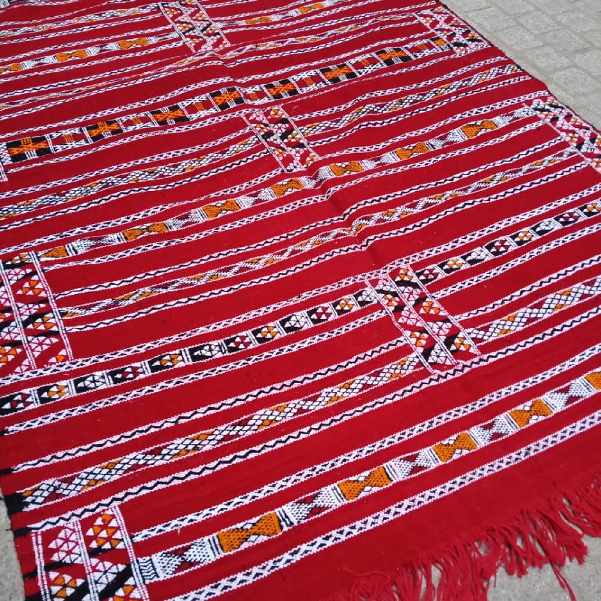Moroccan kilim 46 ft. Red rug Moroccan Berber rug handmade | Etsy