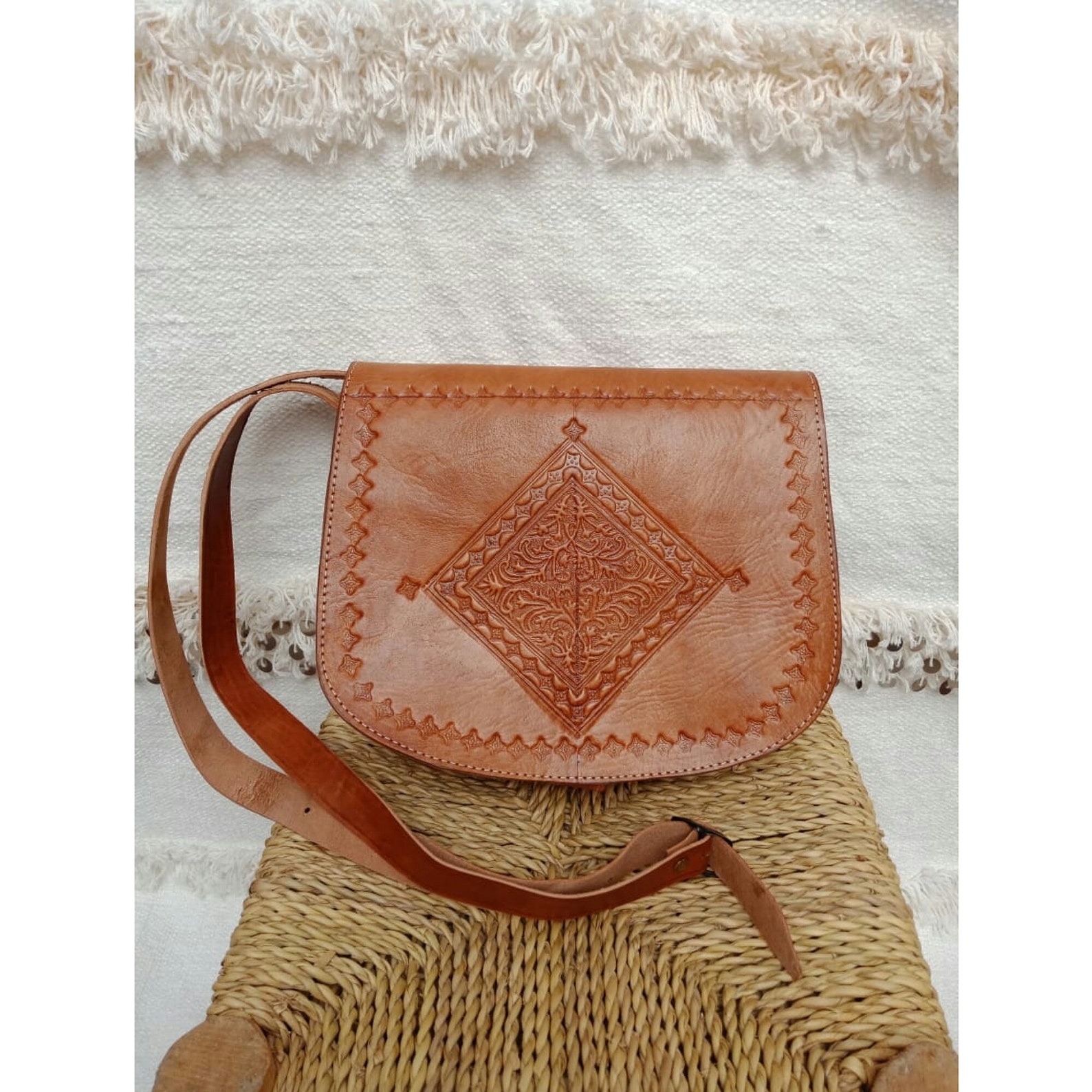 Moroccan Leather Bag Moroccan Shoulder Bag.handmade Carved - Etsy