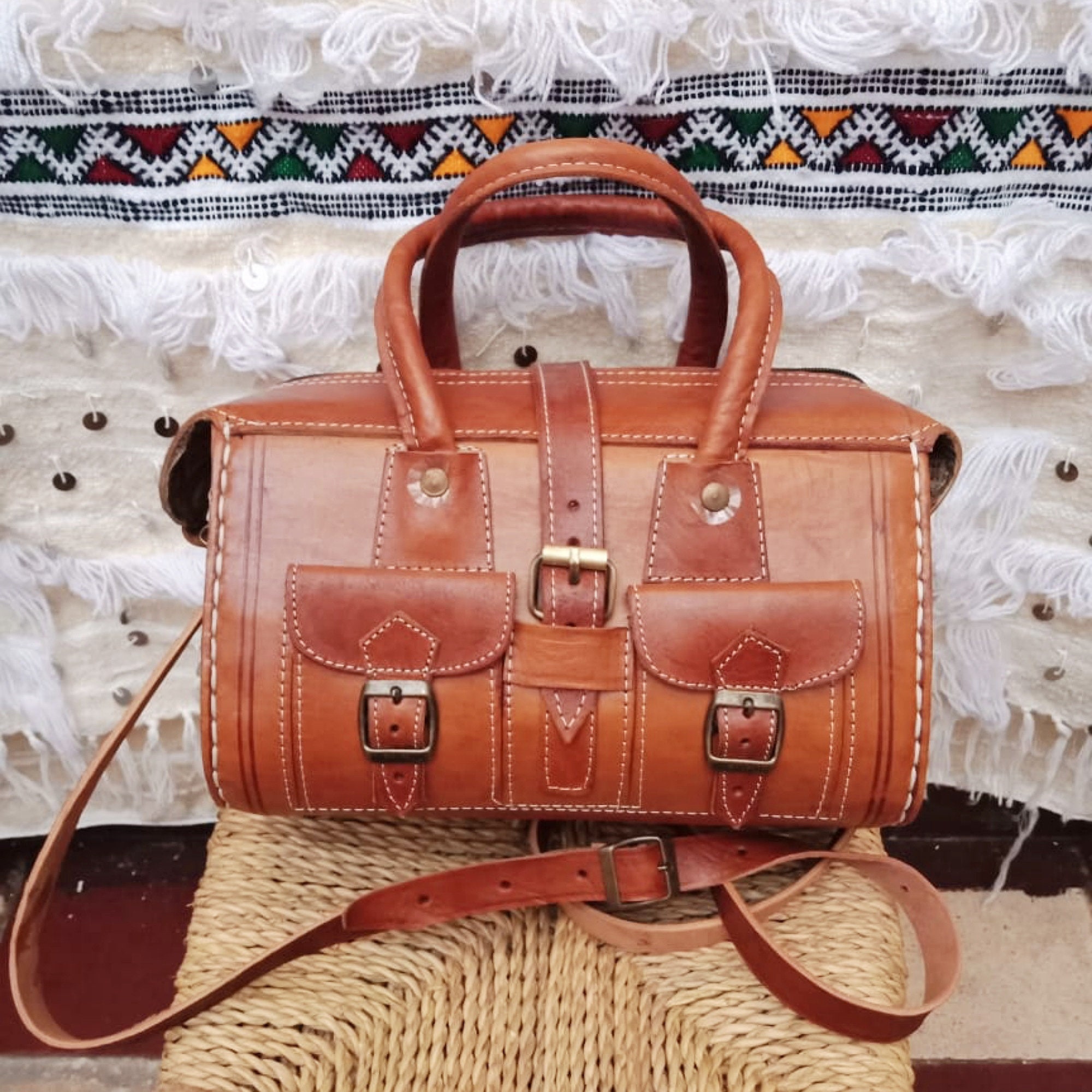 Moroccan Leather Bag Moroccan Shoulder Bag.handmade Natural | Etsy