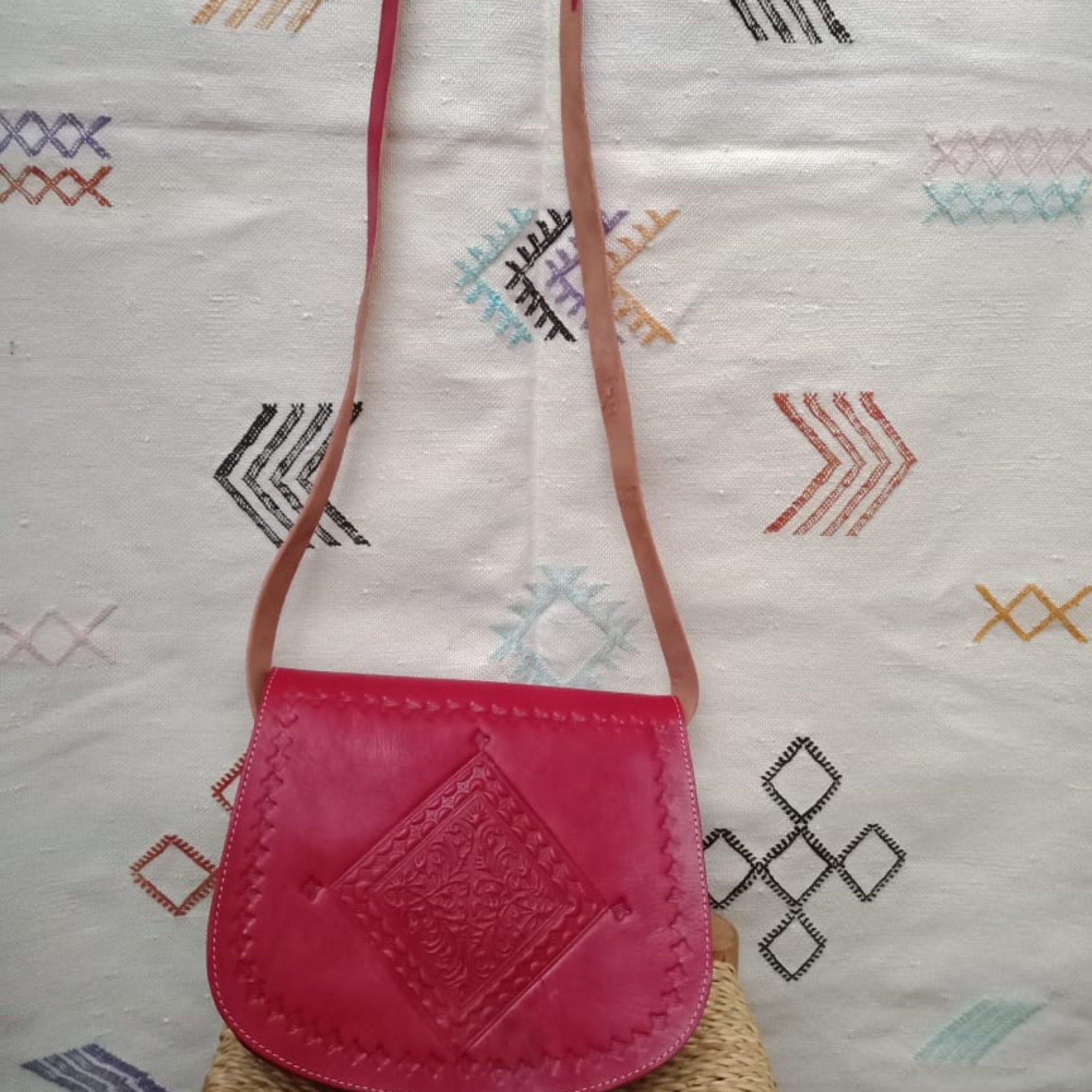 Moroccan Leather Bag Moroccan Shoulder Bag.handmade Carved - Etsy