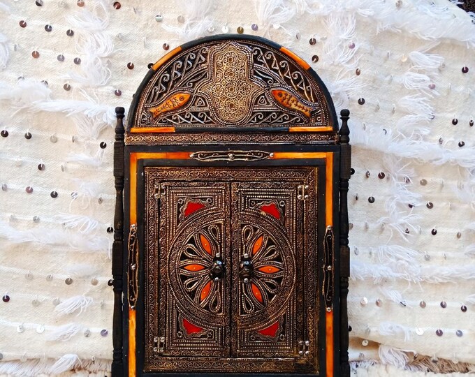 Moroccan Mirror Handmade Wall Mirror, Wood Art Frame Bone Henna, Decor ...