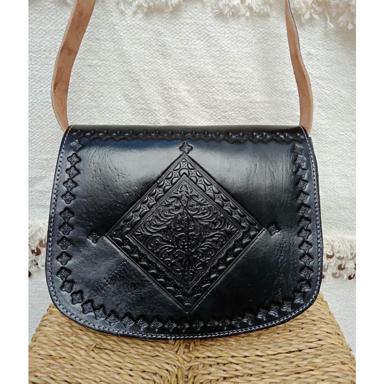 Women's Leather Bag Moroccan Shoulder Bag Handmade | Etsy