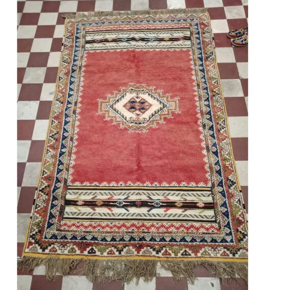 Vintage Moroccan Glaoui rug Berber 8 Ft / 5 Ft handmade wool | Etsy