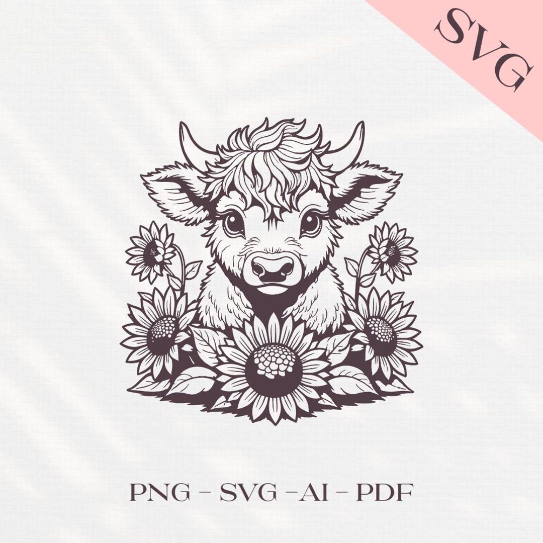 Highland Cow SVG Files, Cute Baby Cow Cut Files, Cow Silhouette, Cow ...