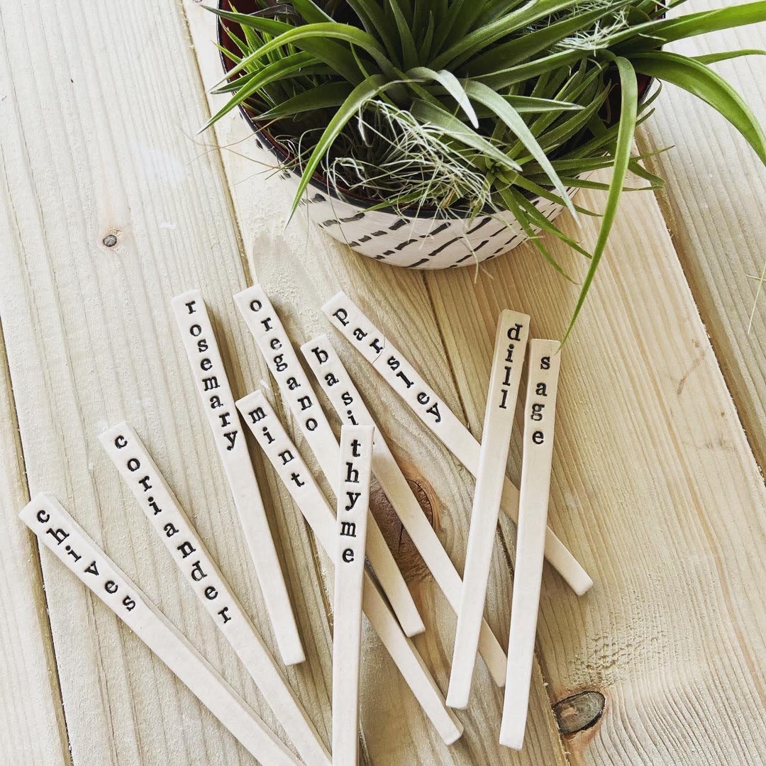 Handmade Ceramic Herb Markers, Garden Plant Labels, Set of 10 - Etsy