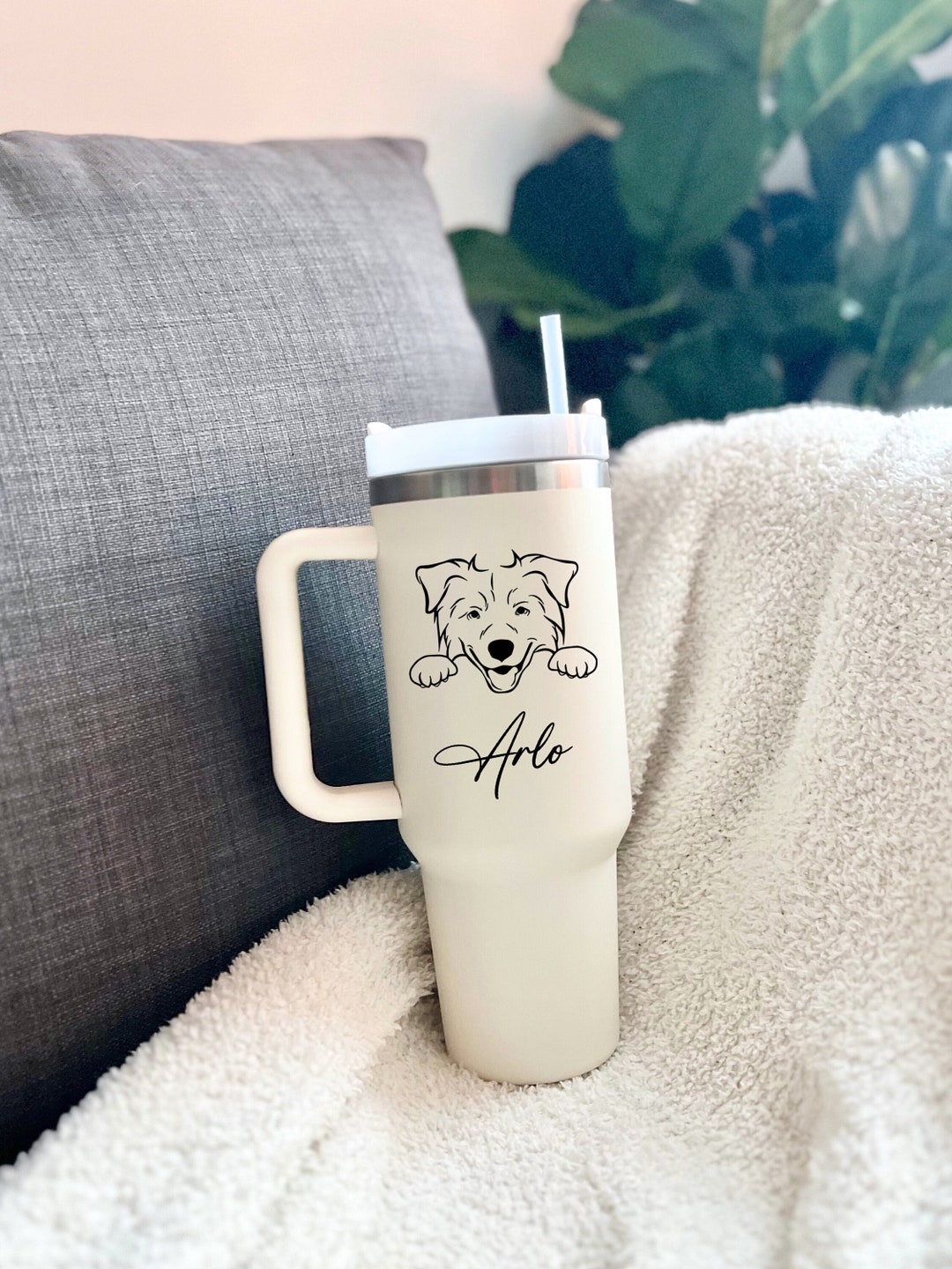 Personalised Dog Pet Stanley Inspired Tumbler With Straw 40oz Cup ...