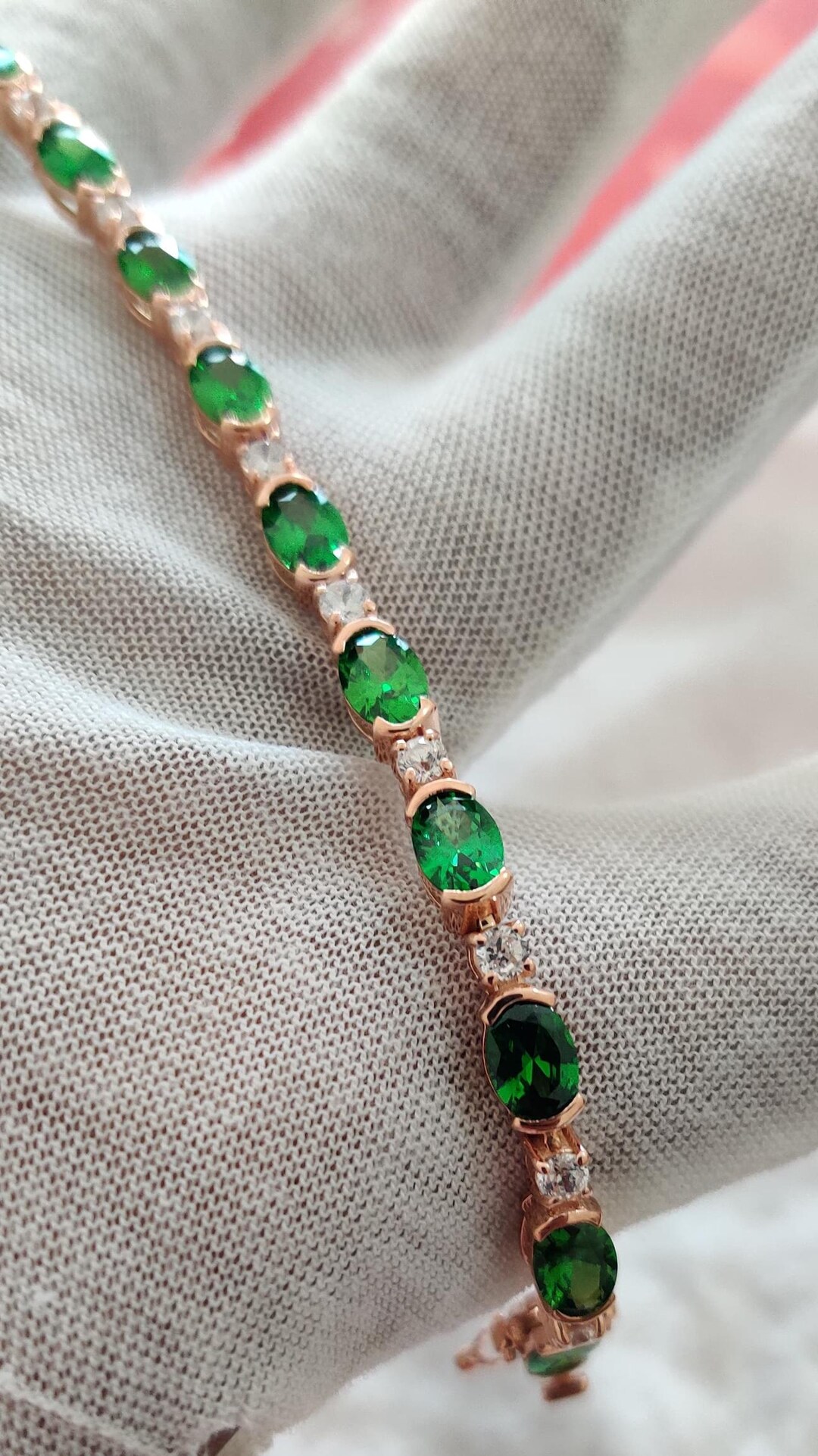 Natural Gorgeous Tsavorite Bracelet 925 Rose Gold Tsavorite Tennis ...