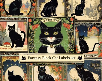 Vintage Style Fantasy Rainbow and Fairie Labels Collage Sheet - Set of ...