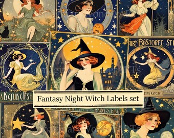Vintage Style Fantasy Rainbow and Fairie Labels Collage Sheet - Set of ...