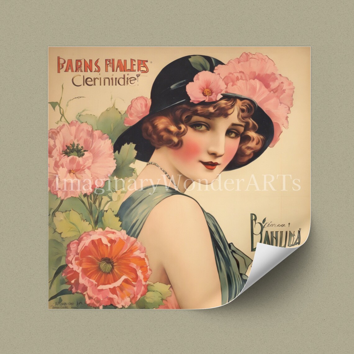 Vintage Style Fantasy Elegant French Girl Labels2 Collage Sheet Set of ...