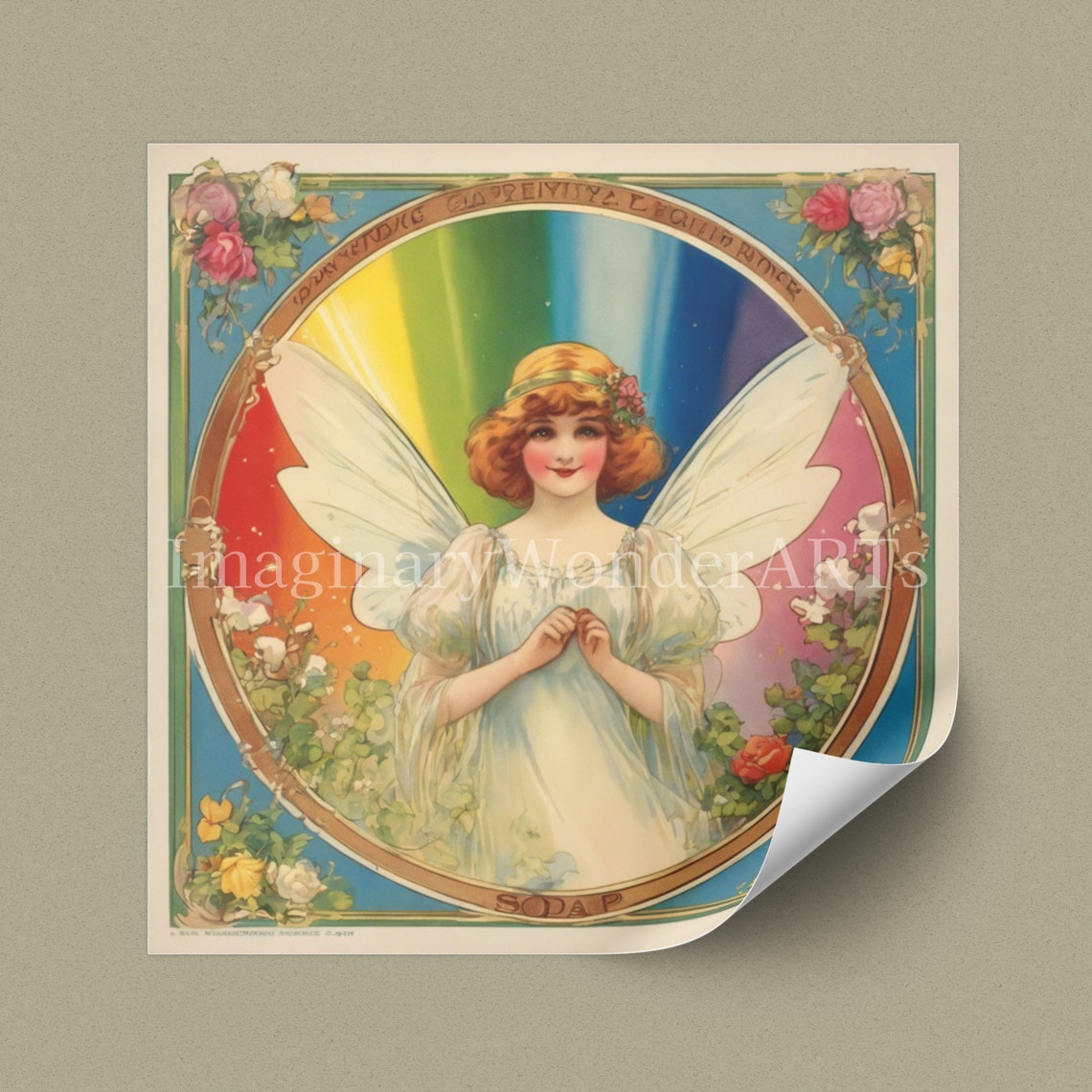 Vintage Style Fantasy Rainbow and Fairie Labels Collage Sheet - Set of ...