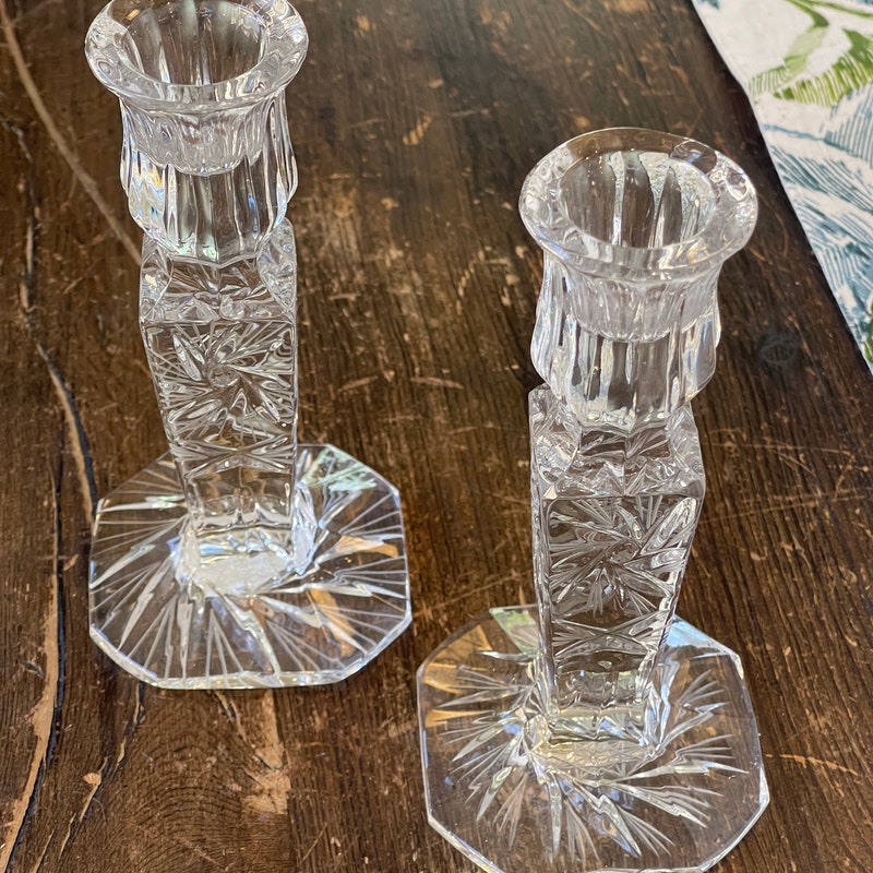 Crystal Candlesticks - Etsy
