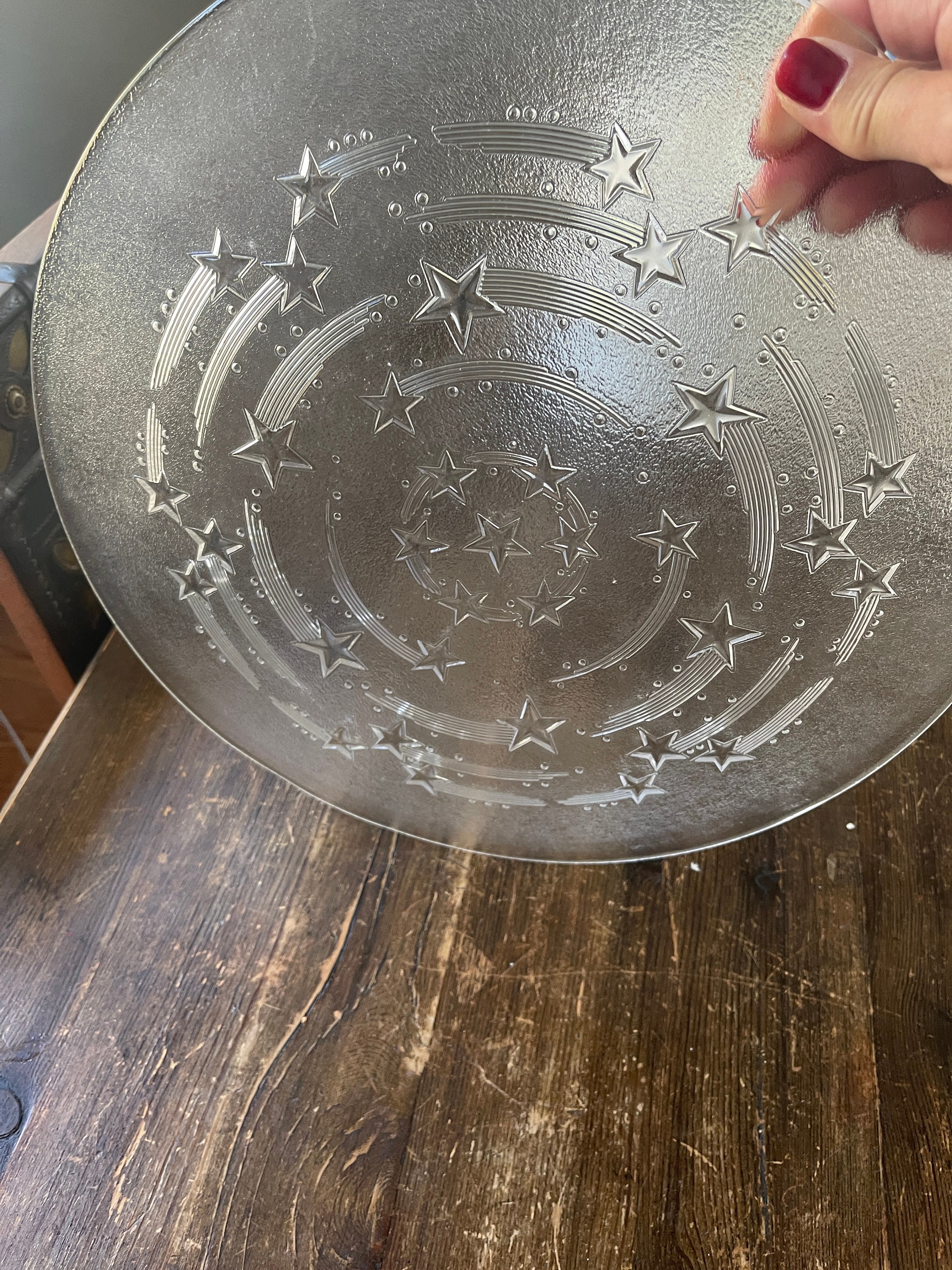 Italian Glass Shooting Star Plate, Patriotic Star Platter, Fireworks ...