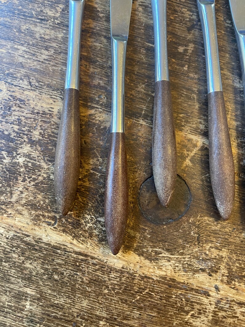 Ekco Eterna Knife Stainless Wood Handle Knives Flatware, MCM Set of 8 ...