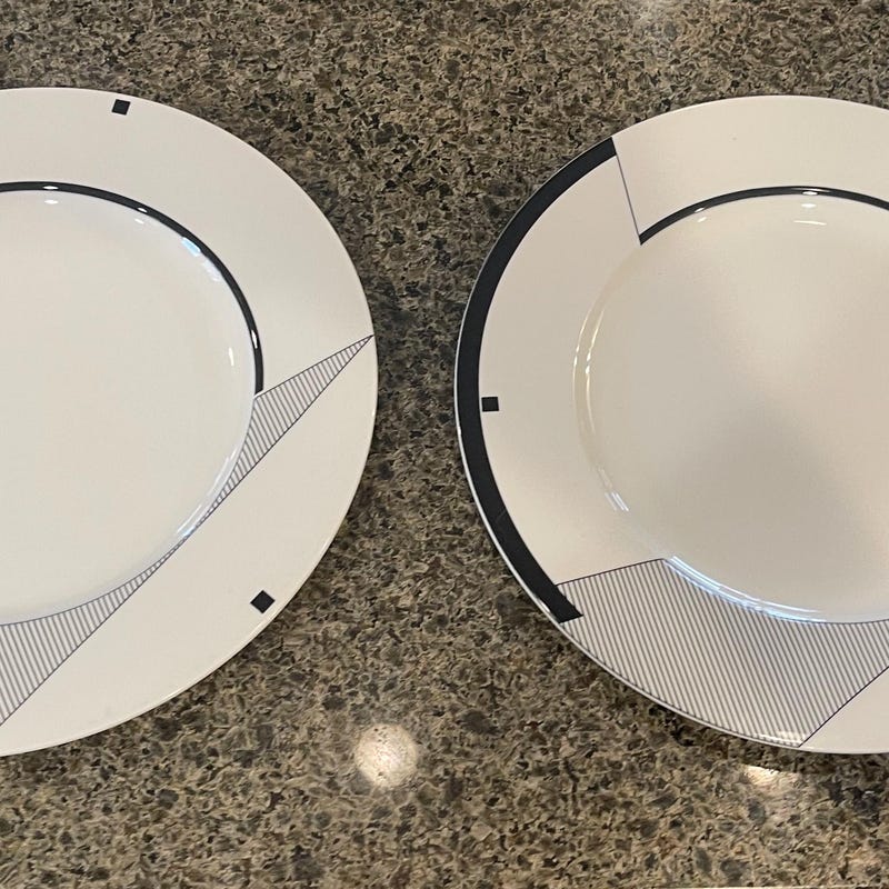 Black and White Geometric Dinnerware - Etsy