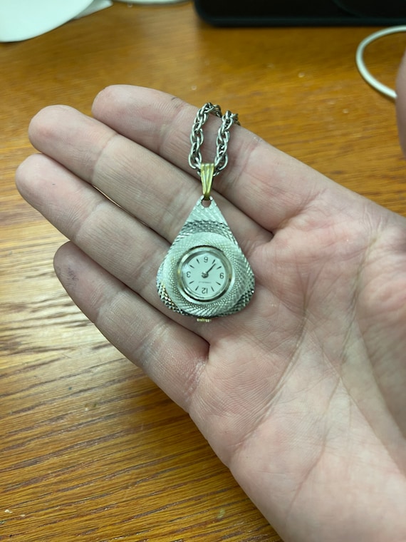 vintage watch pendant necklace - Gem