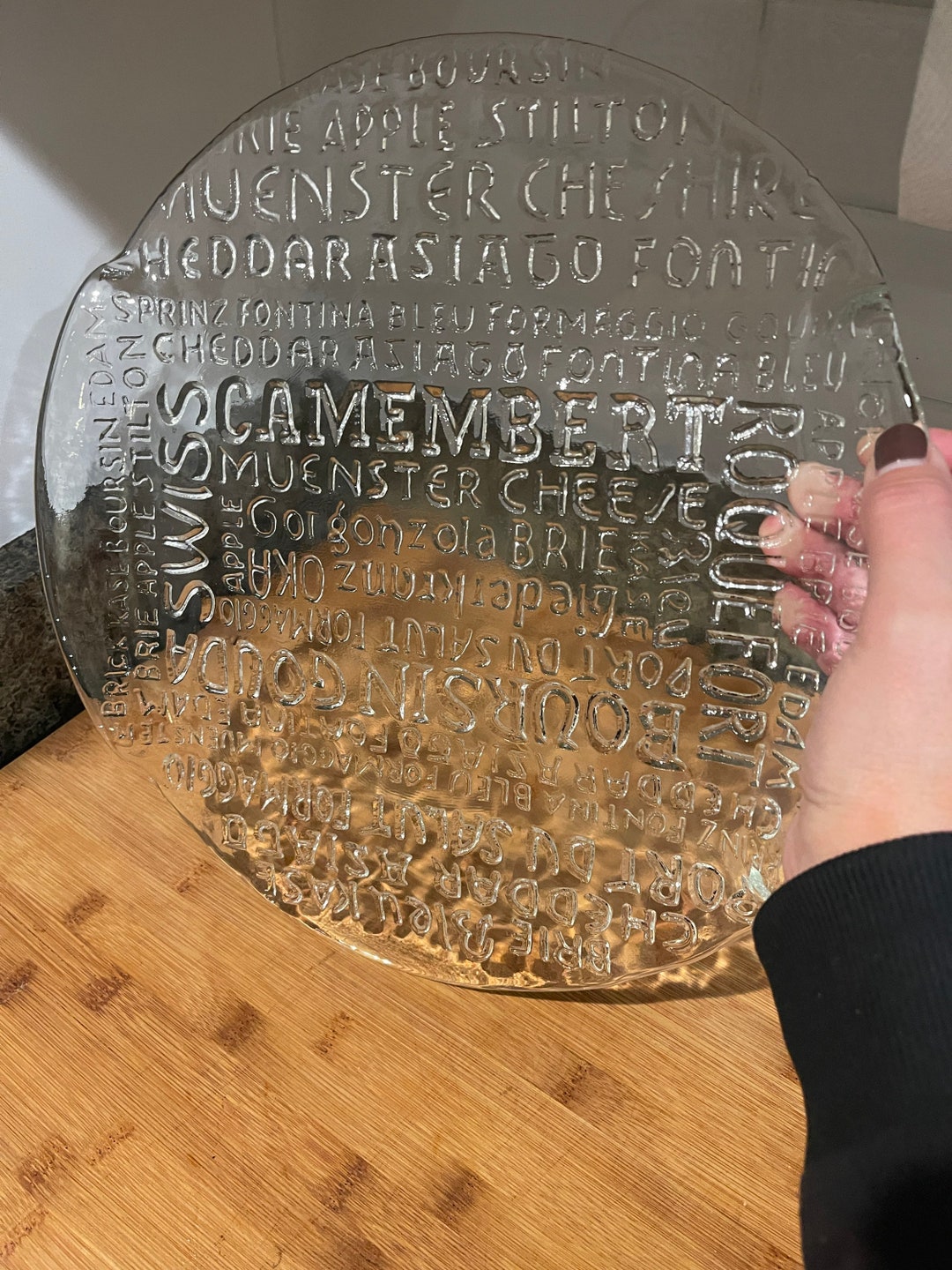 Cheese Platter, Vintage Glass Cheese Plate, Large Round Cheese Platter ...