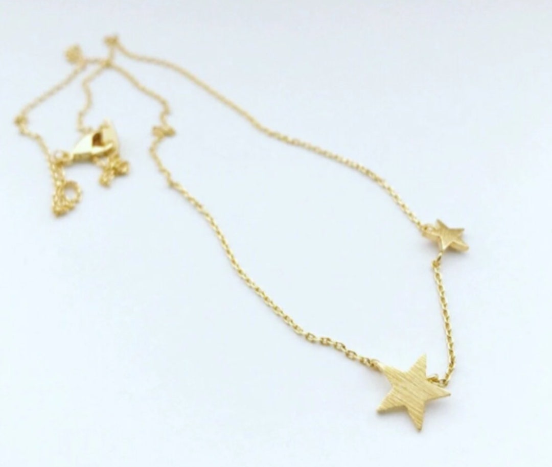Gold Two Star Necklace, the Double Star Necklace, Silver Two Stars ...