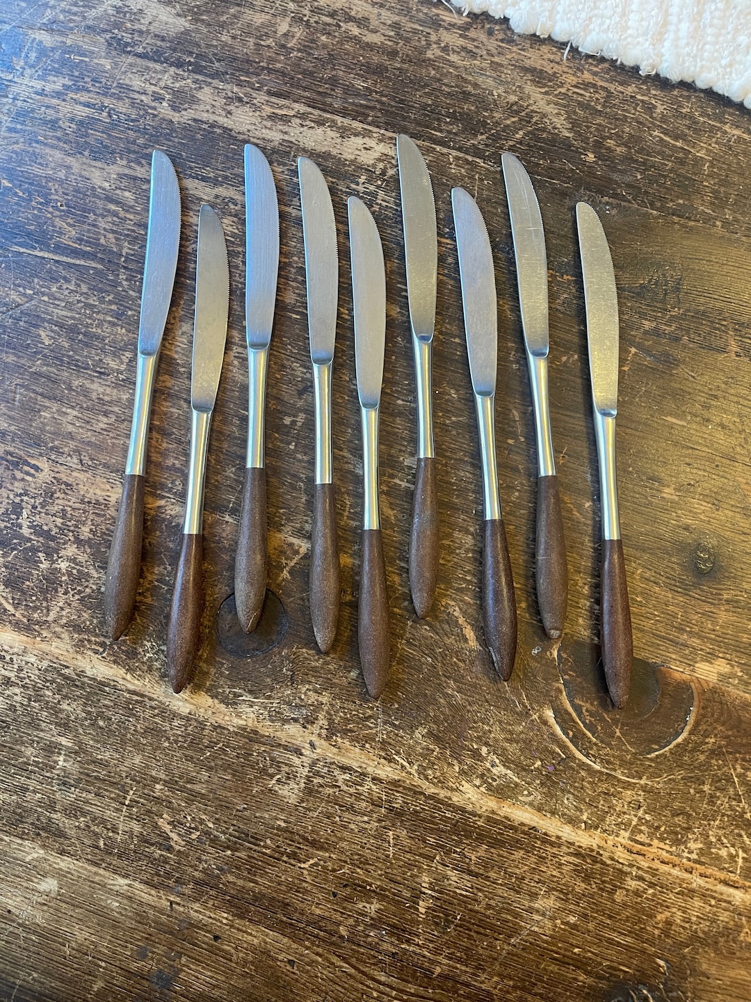 Ekco Eterna Knife Stainless Wood Handle Knives Flatware, MCM Set of 8 ...