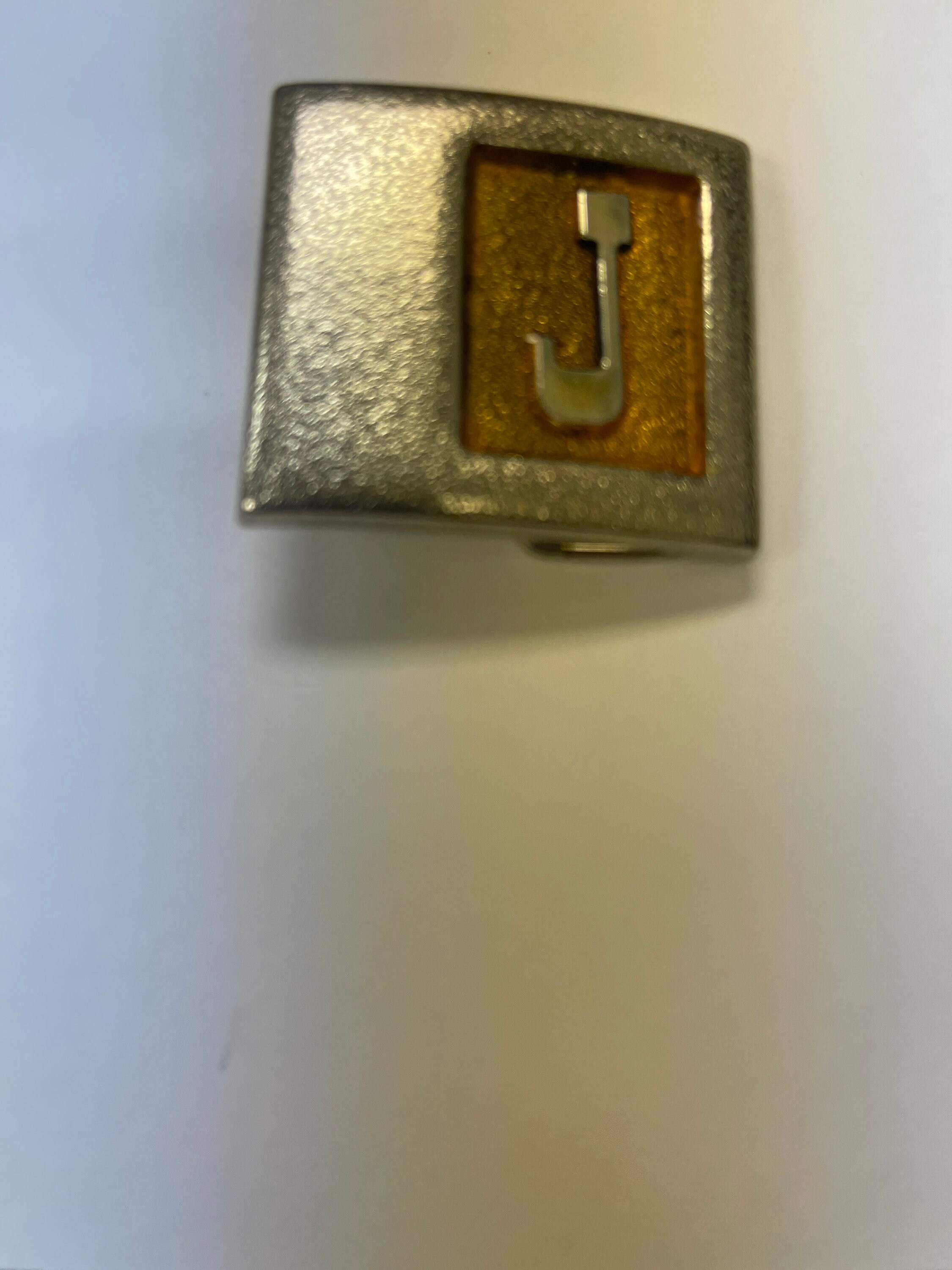 Silver Square Belt Buckle Monogram Letter J, Marked Lee NY USA, Vintage ...