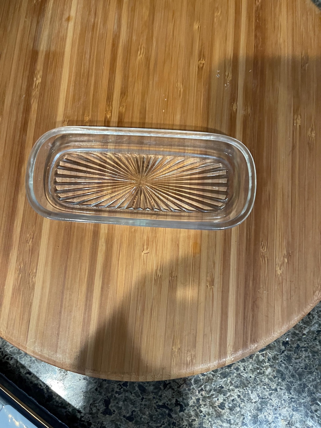 Glass Butter Dish Liner 6 Inch Starburst Pattern Butter Dish ...