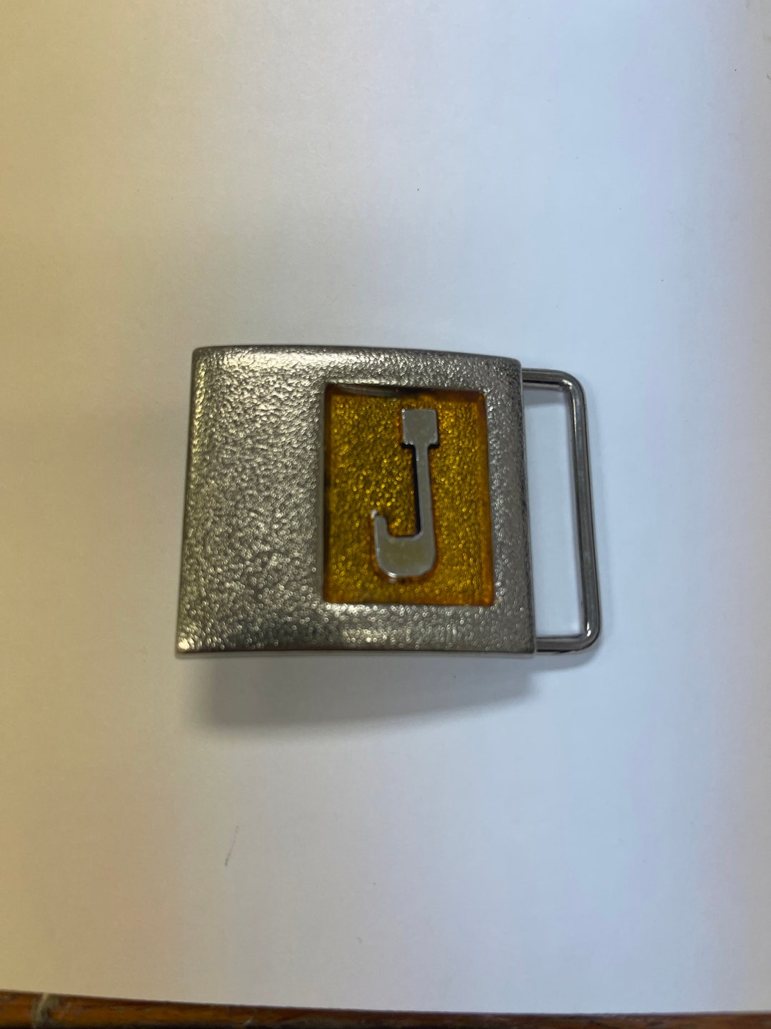 Silver Square Belt Buckle Monogram Letter J, Marked Lee NY USA, Vintage ...