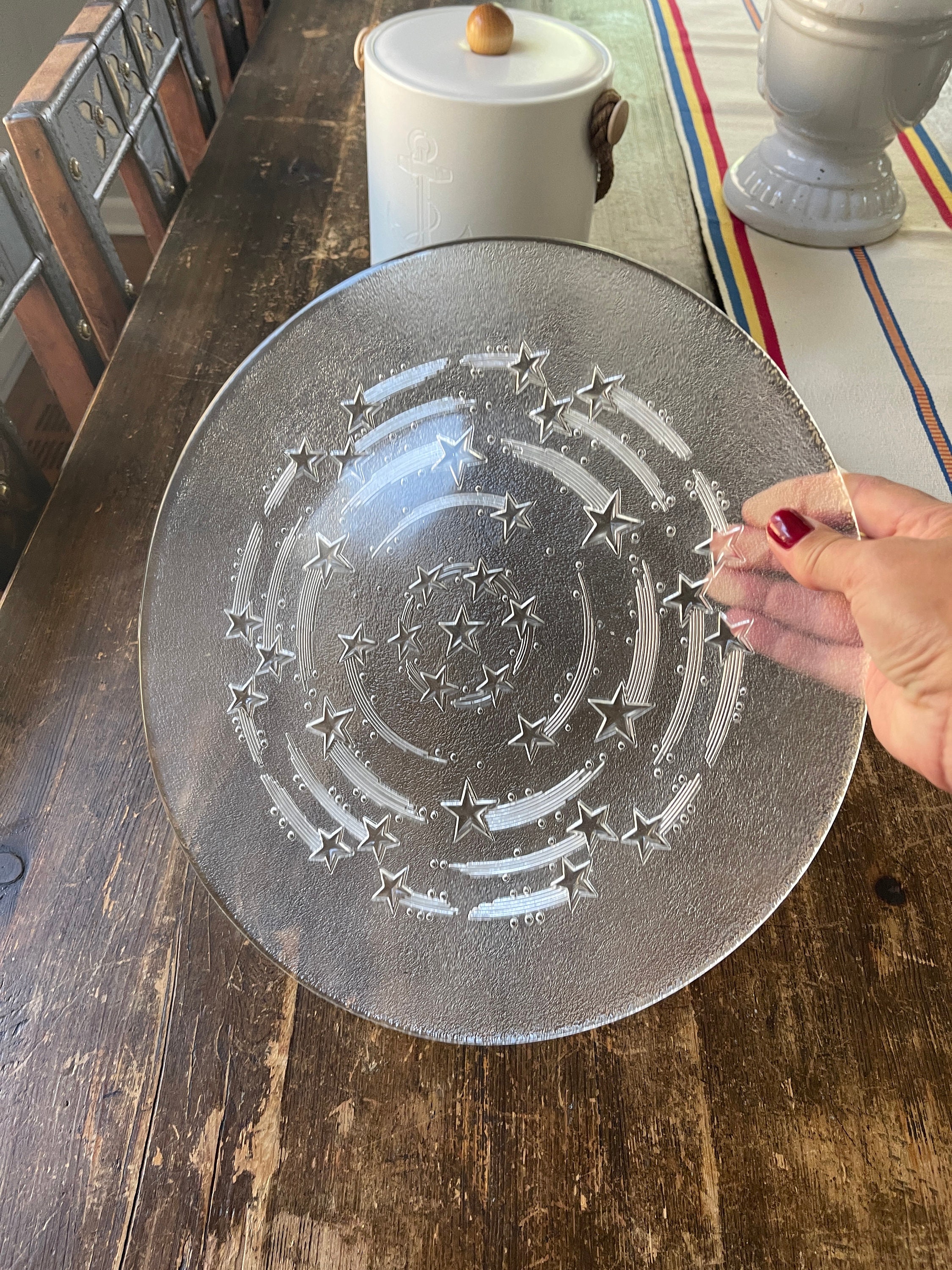 Italian Glass Shooting Star Plate, Patriotic Star Platter, Fireworks ...