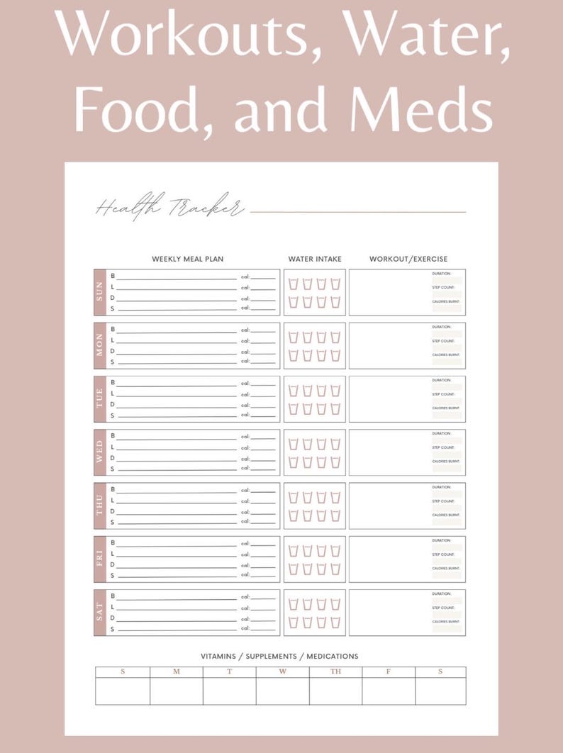 DIGITAL DOWNLOAD – Printable Health & Wellness Tracker PDF - Etsy