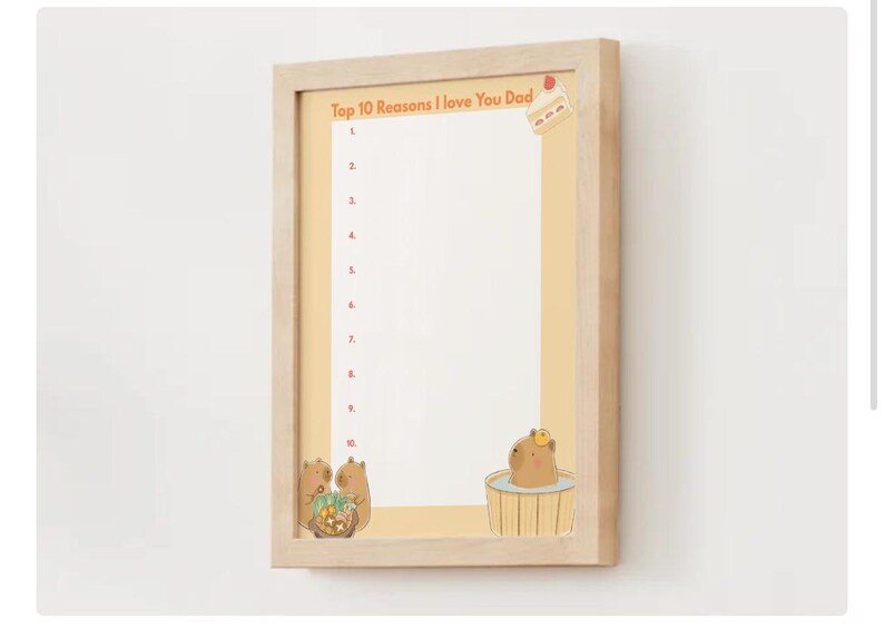 10 Reasons I Love You Dad Poster | Capybara Themed Printable Wall Art ...