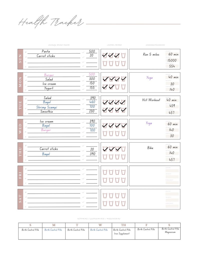 DIGITAL DOWNLOAD – Printable Health & Wellness Tracker PDF - Etsy