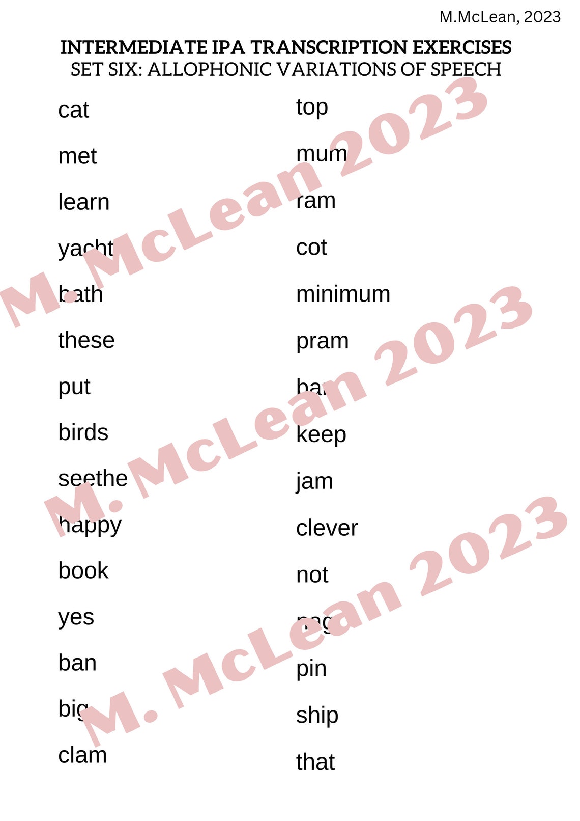 SLT/SLP IPA Intermediate Transcription Practise Levels 6-10 - Etsy