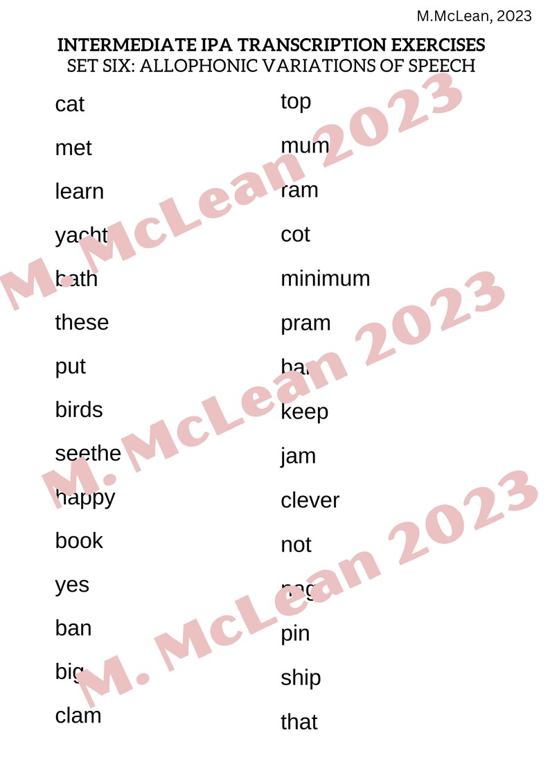 SLT/SLP IPA Intermediate Transcription Practise Levels 6-10 - Etsy