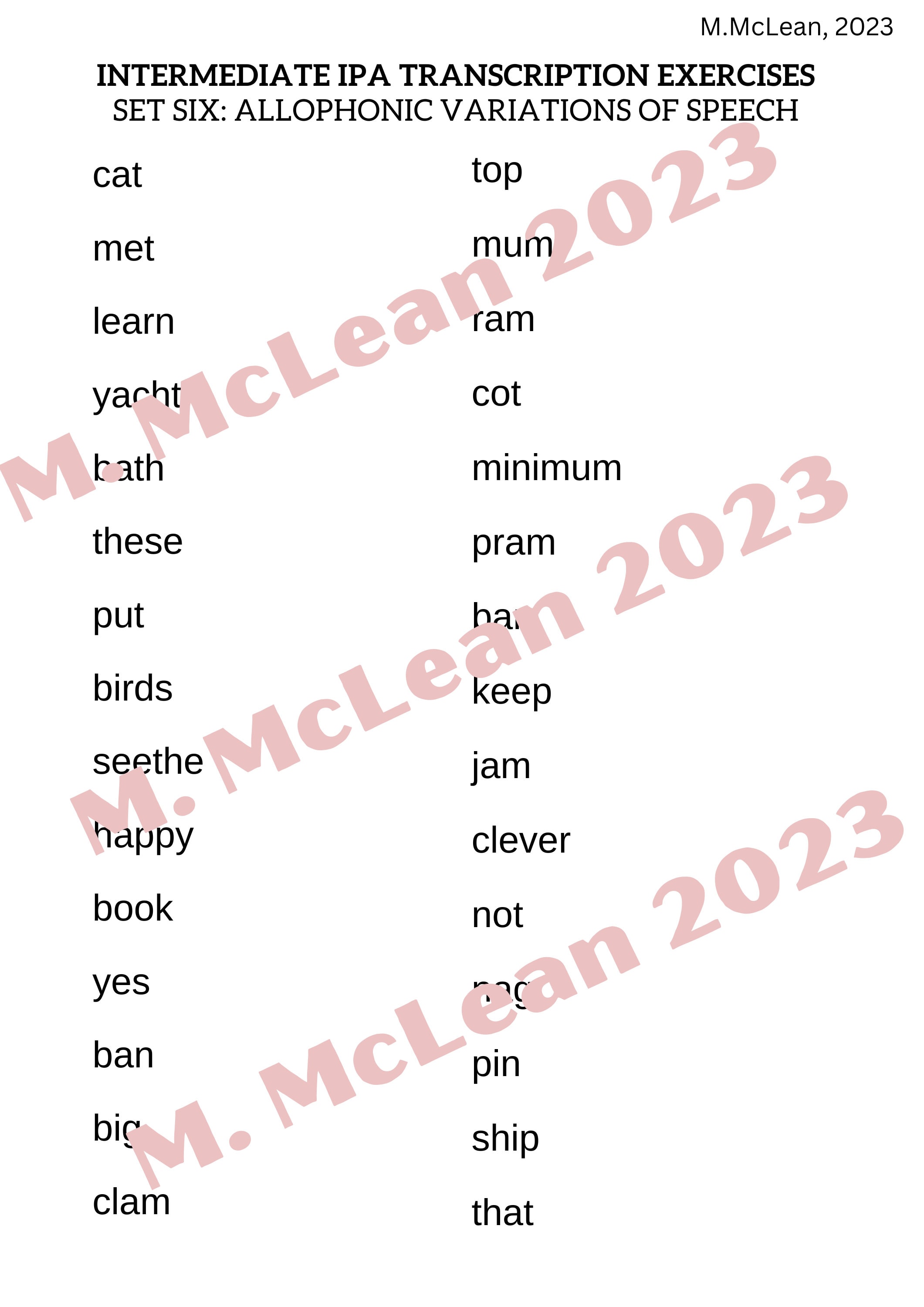 SLT/SLP IPA Intermediate Transcription Practise Levels 6-10 - Etsy