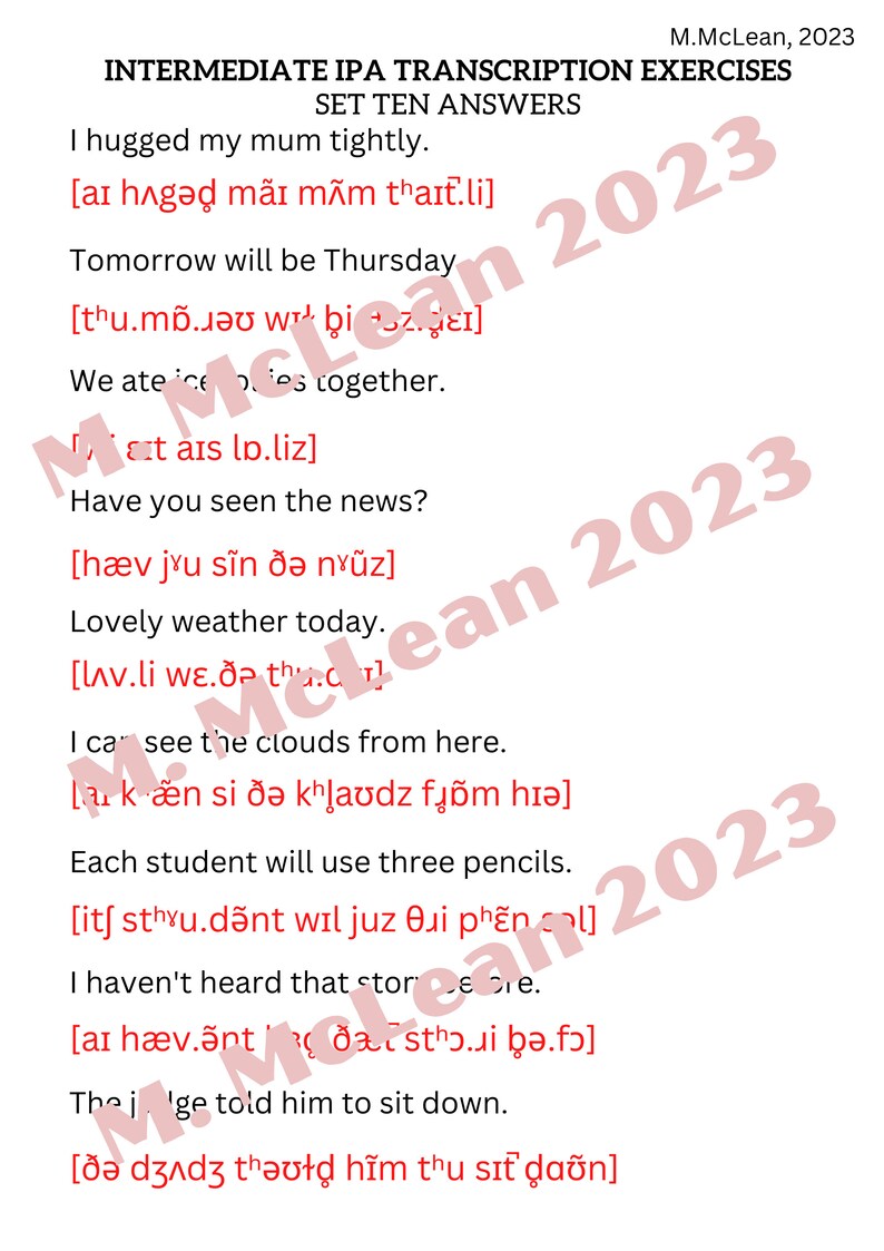 SLT/SLP IPA Intermediate Transcription Practise Levels 6-10 - Etsy
