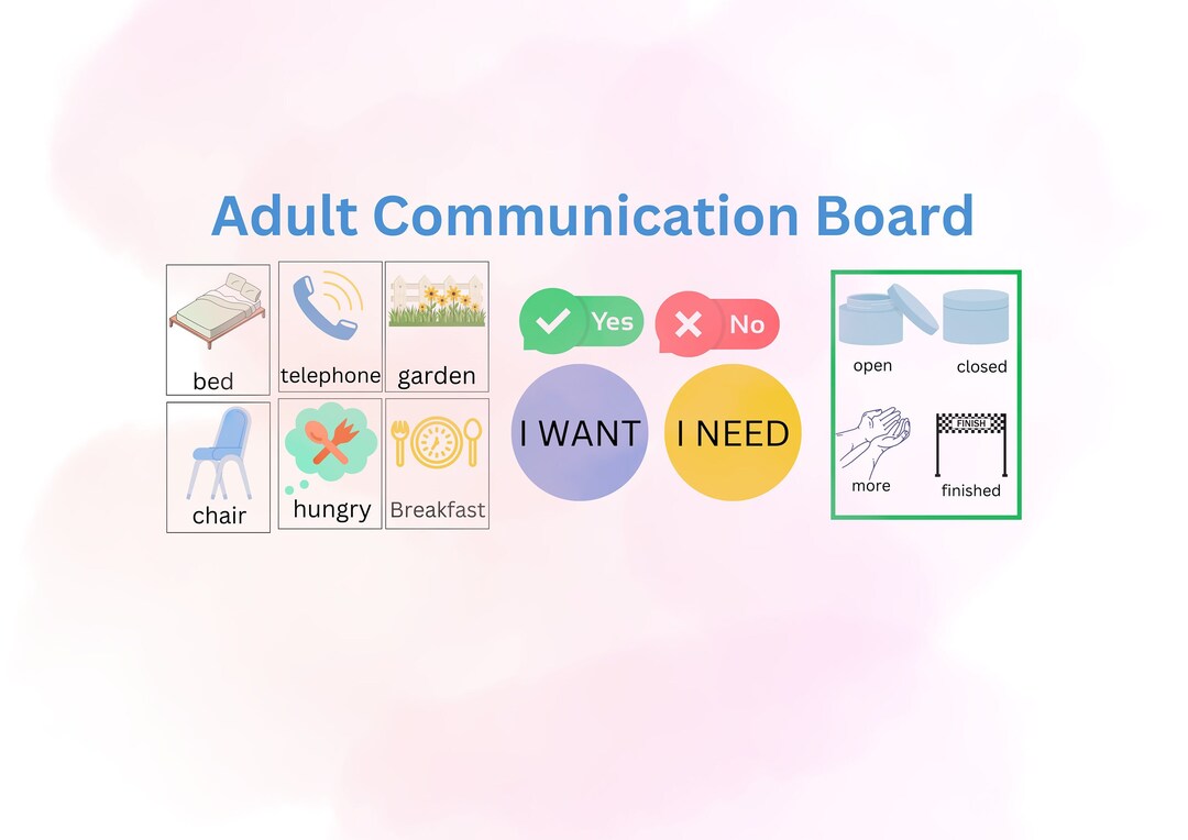 Adult Communication Board, Symbols, SLT, SLP - Etsy