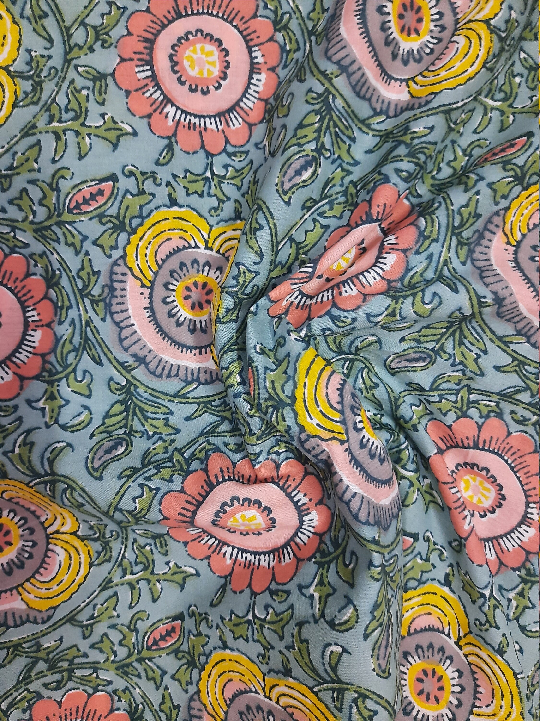 Indian Print Cotton Modern Floral Fabric Soft Cotton Fabric | Etsy