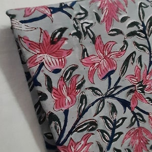 Floral Block Print Cotton Fabric Print Sewing Theme Fabric | Etsy