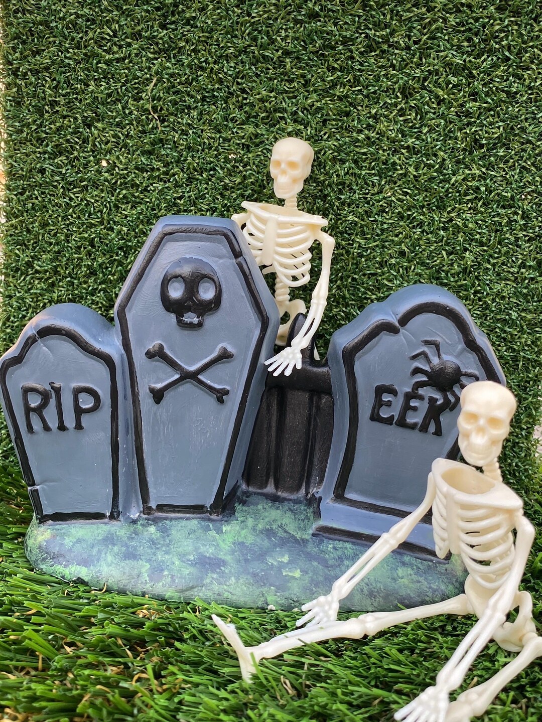 Halloween Graveyard Display - Handpainted Cement Table Decor With ...