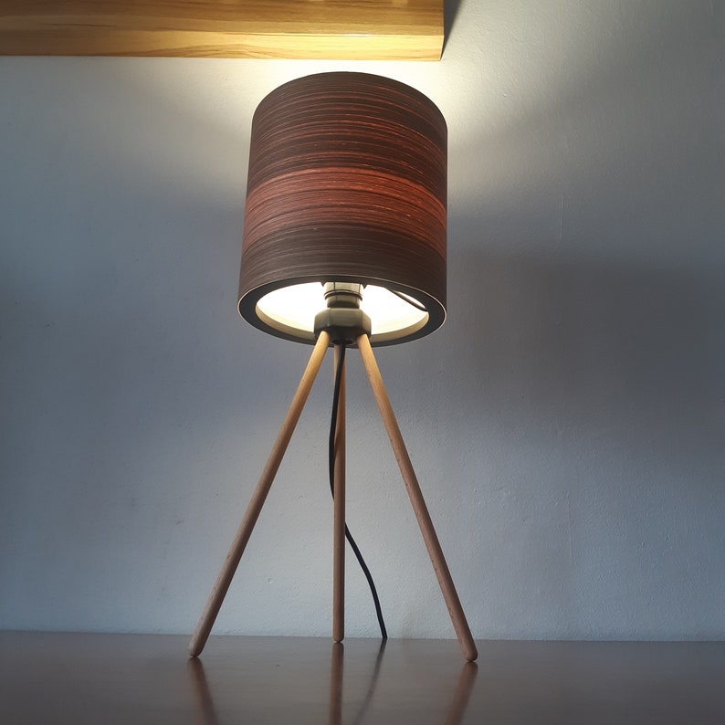 Table Lamp. Walnut Lampshade. Tripod Stand. Desk Lamp. - Etsy