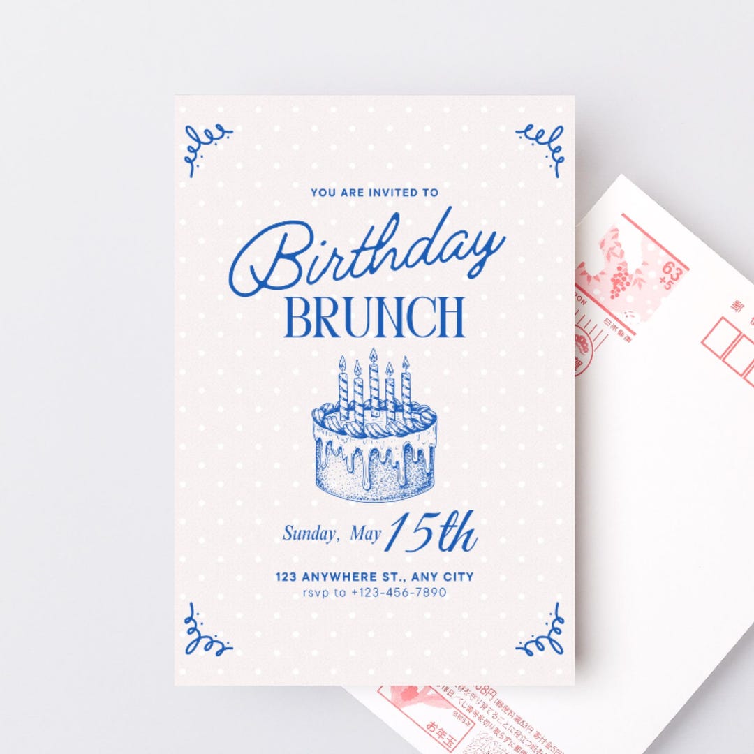 Retro Birthday Brunch Party Invitation, Self-editable Digital Download ...