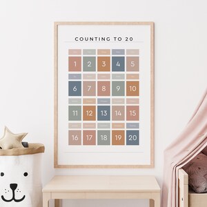 Counting to 20 Earthy on White Digital Printable Educational Maths ...