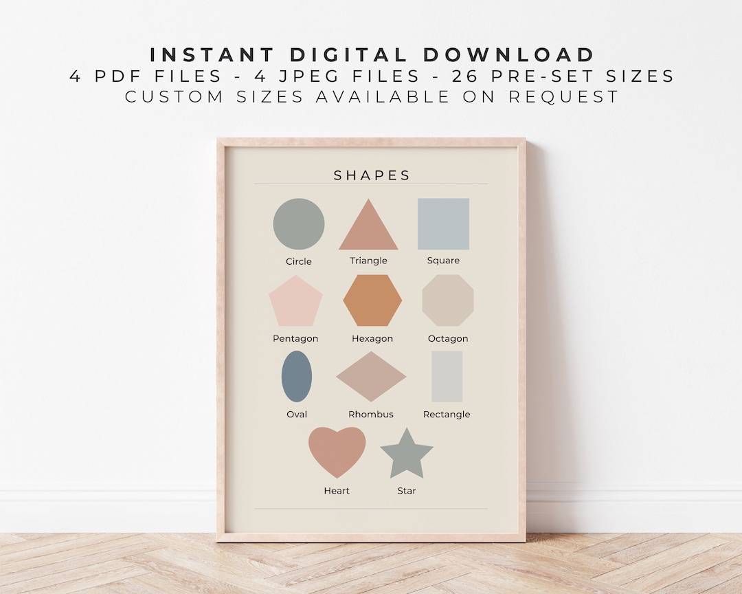 Shapes Earthy on Sand Digital Printable Educational Poster Montessori ...