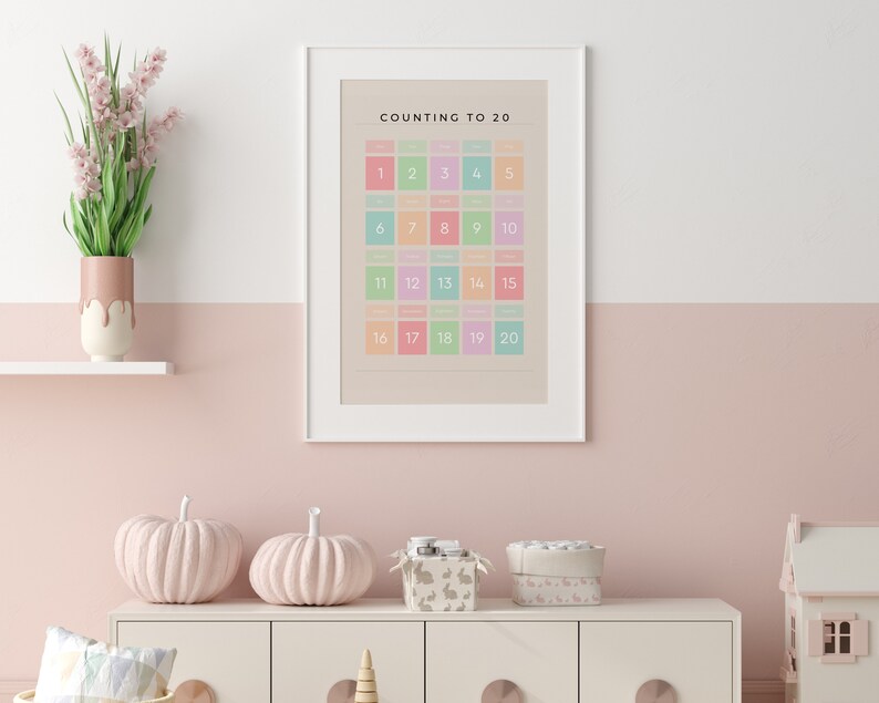 Counting to 20 Pastel Rainbow on Sand Digital Printable Educational ...