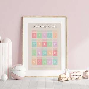 Counting to 20 Pastel Rainbow on Sand Digital Printable Educational ...